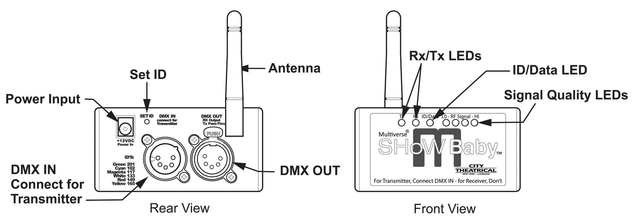 CITY THEATRICAL MULTIVERSE SHOW BABY WIRELESS DMX TRANSCEIVER | Port ...
